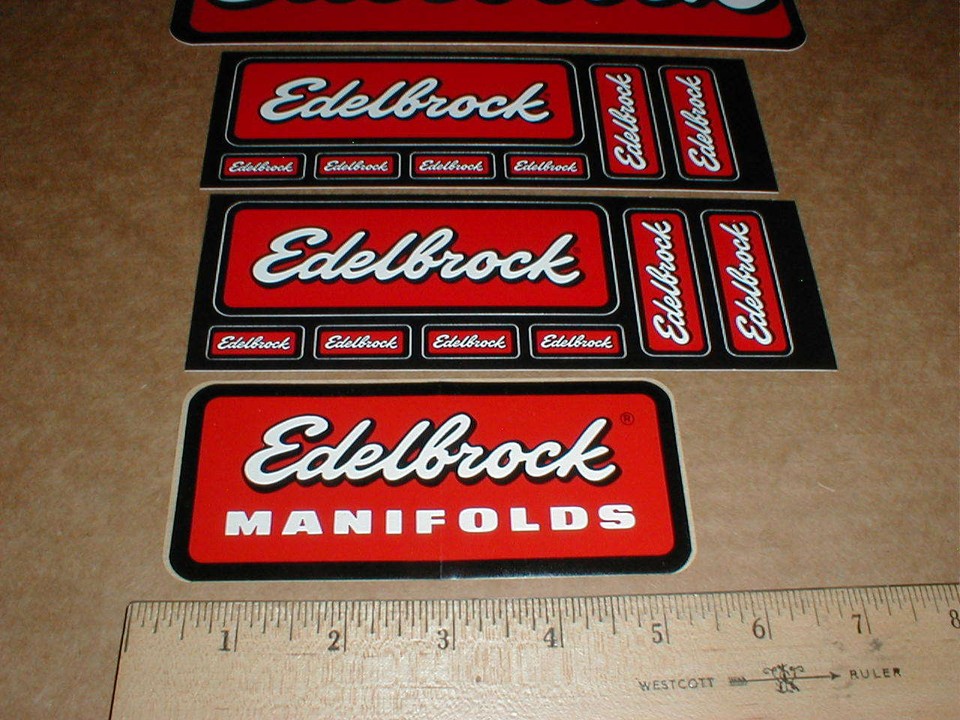 6 Edelbrock Manifolds Hot Rod NASCAR NHRA drag racing sticker decal LOT ...