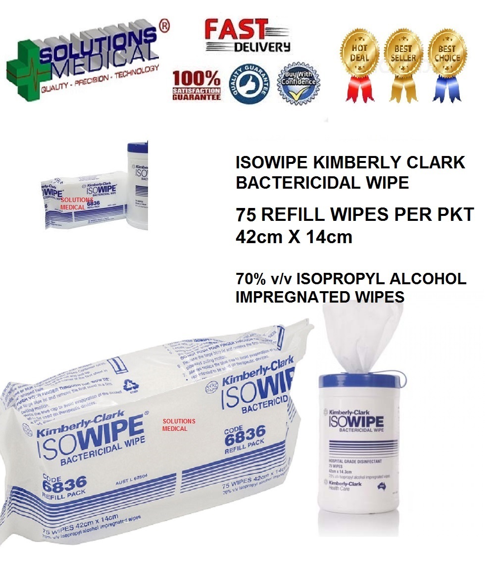 Isowipe Bactericidal Refills 420x143mm (75/pkt ) Alcohol Wipes Halyard ...