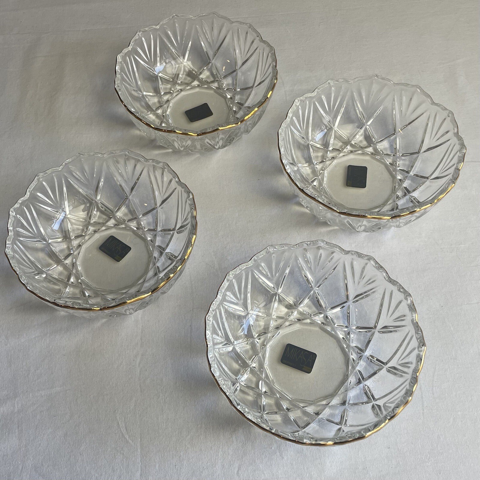 Vintage Mikasa Germany Gold Detail Crystal Bowl Set Of 4, 5" Fruit ...