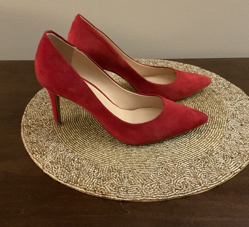 Gorgeous Jessica Simpson Red Leather Suede Pumps Pointed Toe Shoes Sz 8 ...