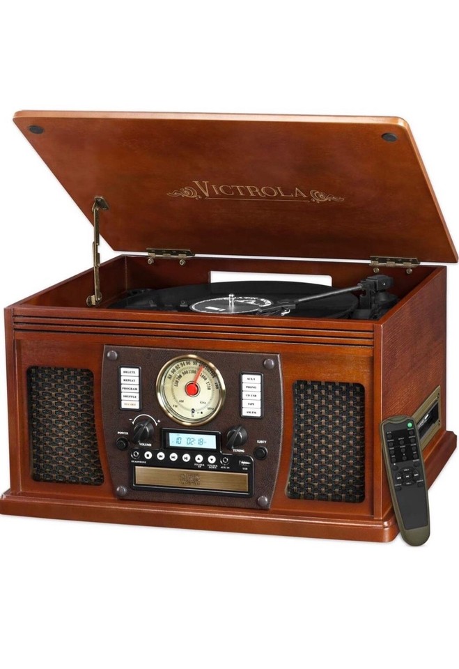 Victrola Navigator 8-in-1 Classic Bluetooth Record Player with USB ...