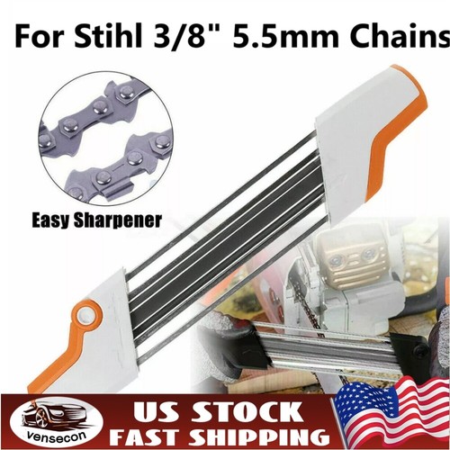 2 In 1 Easy File Chainsaw Sharpener For Stihl 3/8" LP Chain 7/32" 5.5mm ...