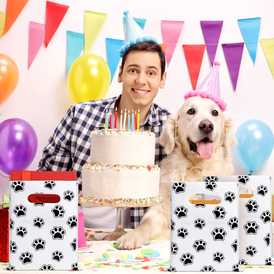Sadnyy 100 Pcs Plastic Paw Gift Bags 8 x 10 Inch for Selling Shopping ...