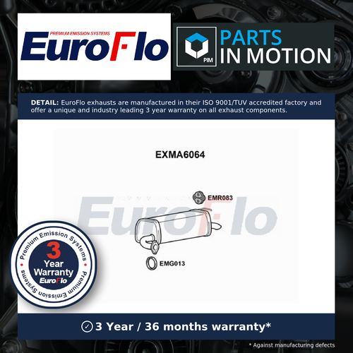Exhaust Back / Rear Box fits MAZDA 6 GG, GY 2.0D 05 to 07 EuroFlo ...