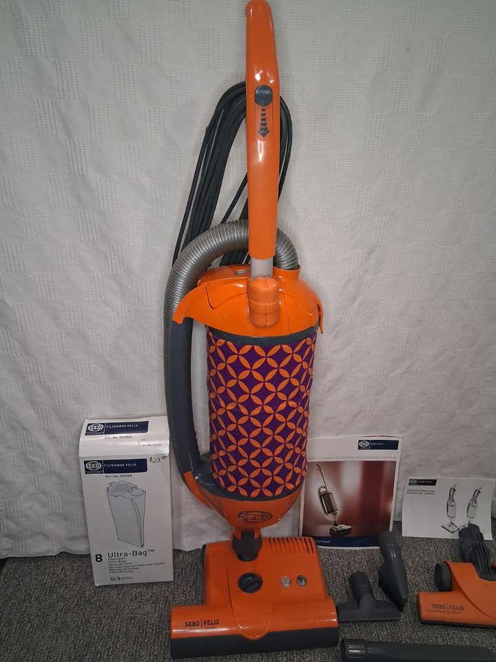 SEBO FELIX 1 Premium Upright Vacuum Cleaner Orange German Made TESTED ...