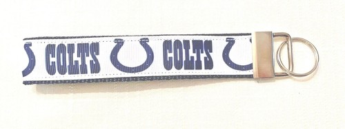 Handmade Key Chain Wristlet, Key Fob decorated with INDIANAPOLIS COLTS ...