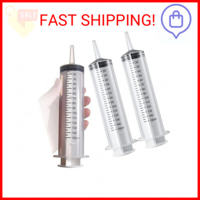 2 Pack 150ml/cc Large Syringe , Individually Sealed Plastic Liquid ...