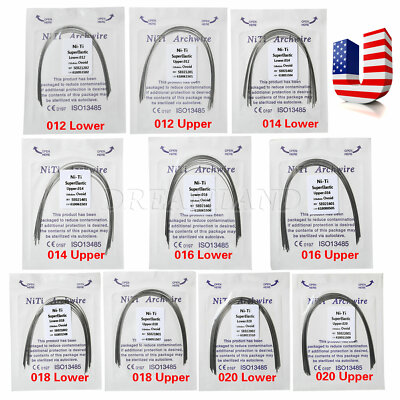 Orthodontic Round Arch Wire Elastic NITI Ovoid Form Upper+Lower 12/14 ...