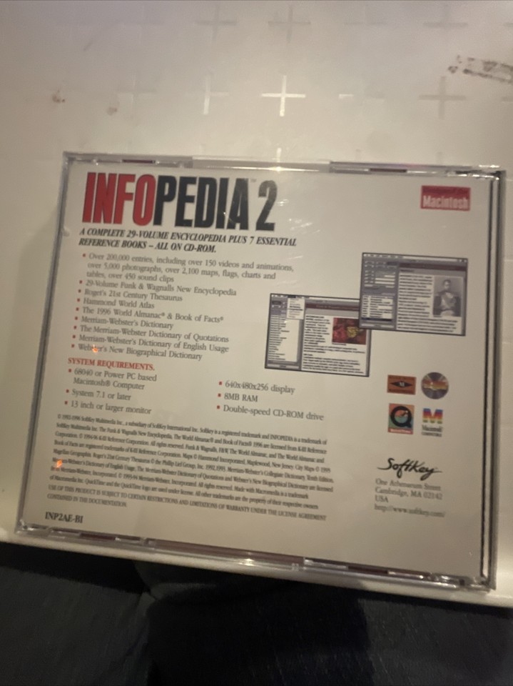 INFOPEDIA 2 Multimedia ENCYCLOPEDIA Library Softkey PC WIN 95 CD-ROM ...