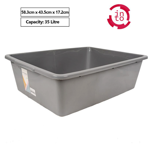 2 x Heavy Duty 35L Plastic Basin Tub Containers Storage Crate Box Large ...