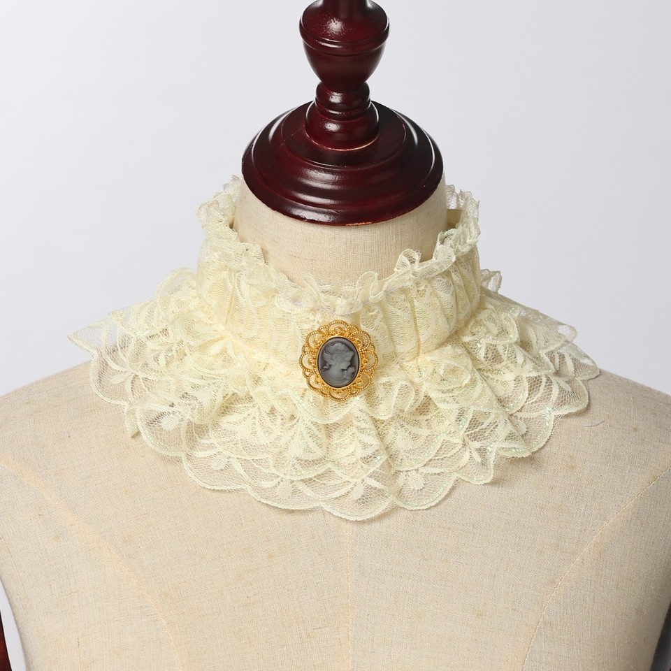 Halloween Ruff Collar Multi-layer Neck Ruff Victorian Edwardian Ruffle ...