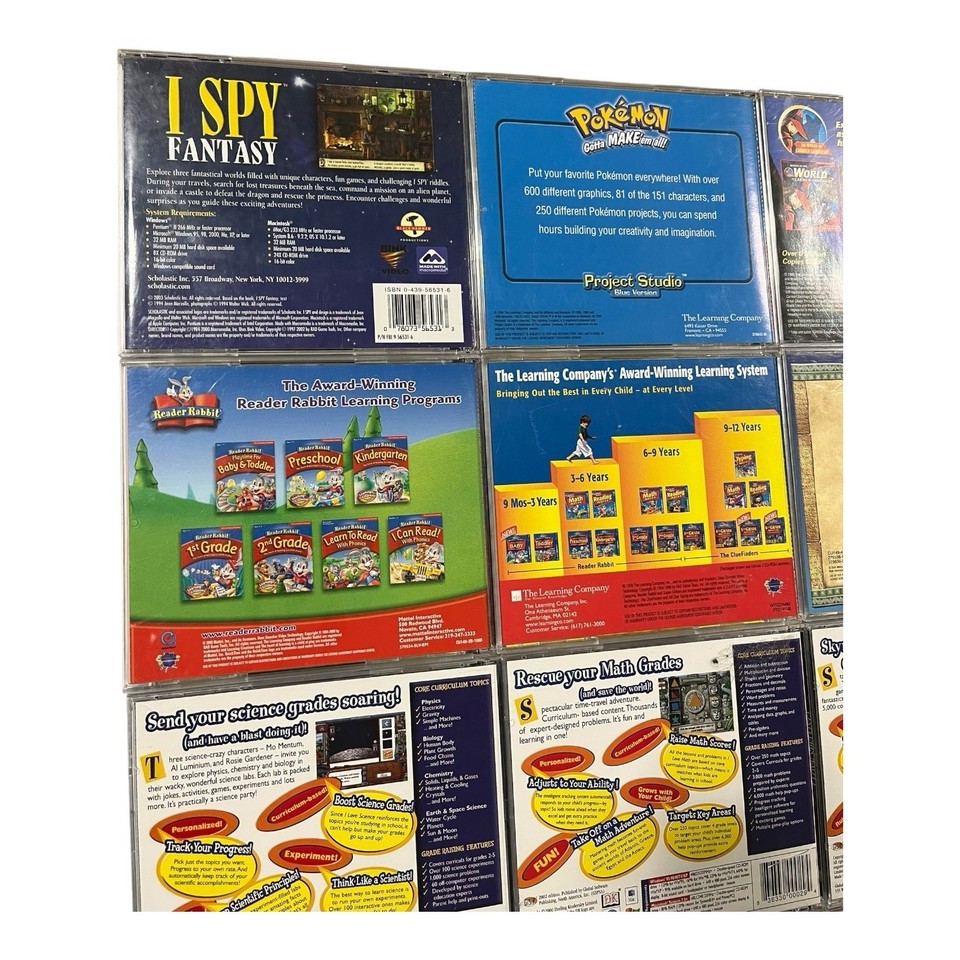 LOT of 12 Vintage PC CD ROM Kids Learning Games Home School Pokemon | eBay