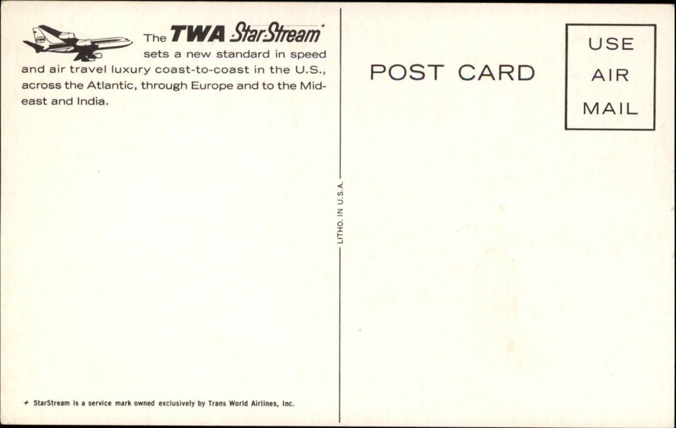 Trans World Airlines TWA Star Stream airplane unused advertising ...