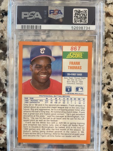 1990 Score Traded Frank Thomas PSA 10 GEM MINT # 86T RC Rookie | eBay