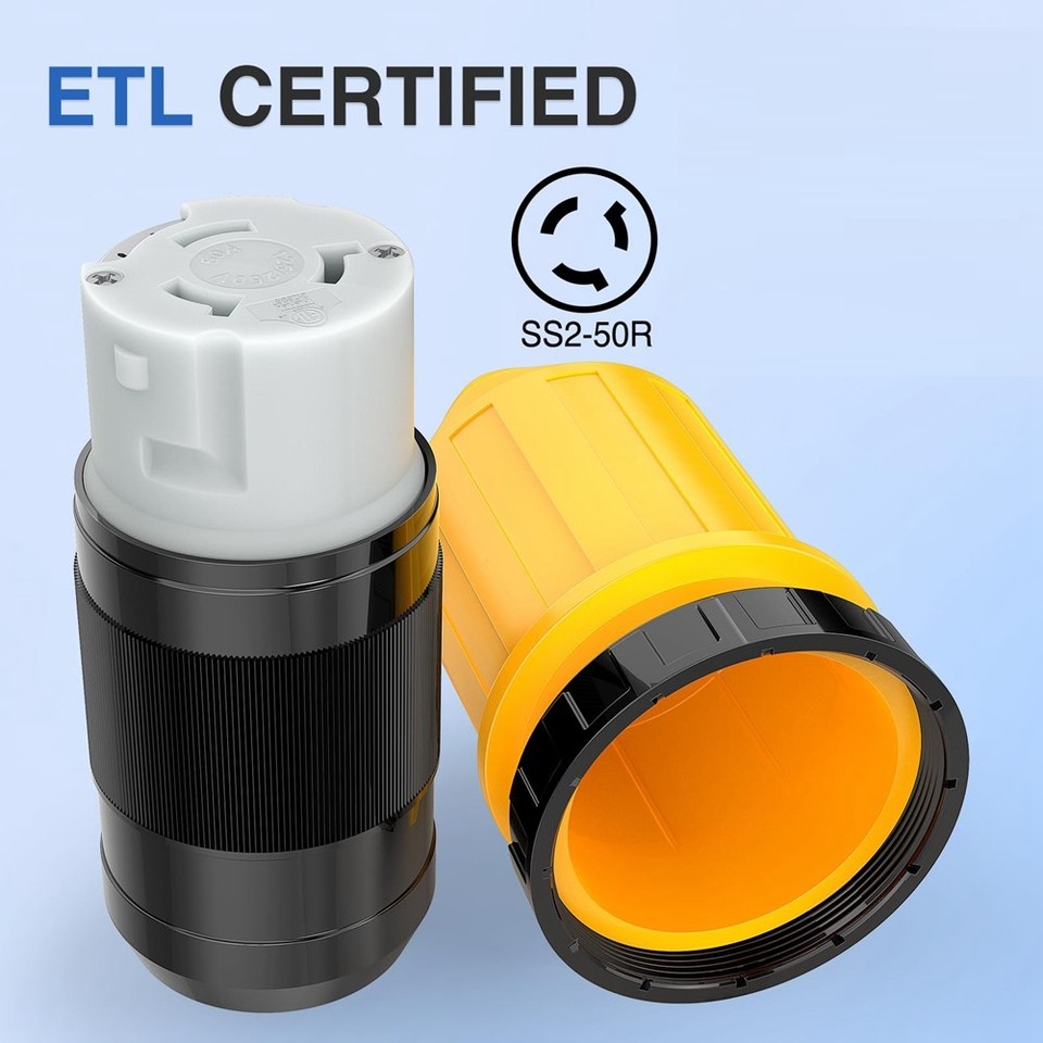 2X(50AMP RV Cord Lock Plug with Boot Locking Cover 125/250V Female9860 ...