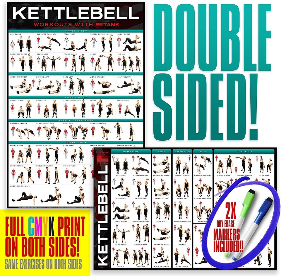 [12-PACK] Laminated Large Workout Poster Set - Perfect Workout Posters ...