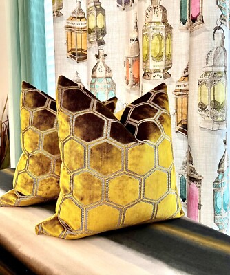 MANIPUR ~ Ochre Colorway Designers Guild Velvet Pillow Cushion COVER | eBay