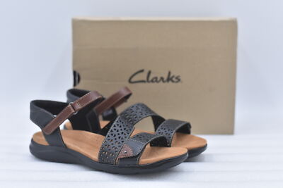Women's Clarks Kitly Way Leather Sandals in Black Size 8 | eBay