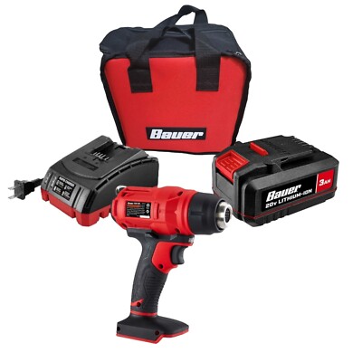 BAUER 20V Cordless Heat Gun Kit comes with Battery 3Ah, Charger and ...
