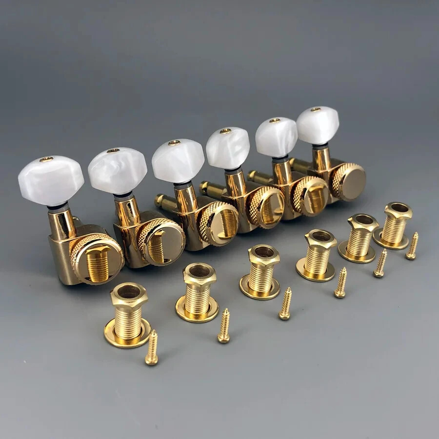Custom Shop M6 Type Gold Locking Tuners With Pearl Buttons For ST and ...