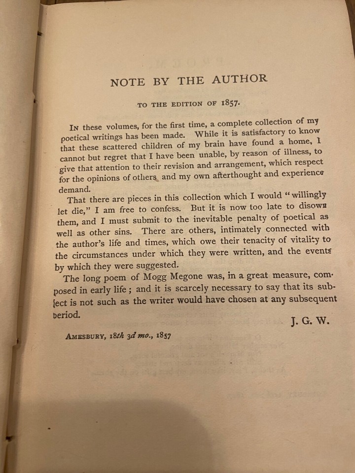 Vintage Antique Whittier’s Poems 1887 John Greenleaf Whittier Houghton ...