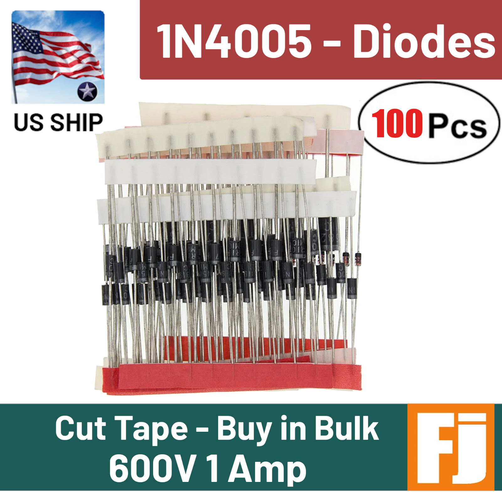 100x 1N4005 Diode 1A 600V Rectifier Diode DO-41 Fast IN4005 | US SHIP ...