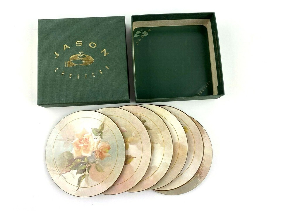 Jason Coasters Fragrant Blooms Roses D8771 Round Cork Backed New ...