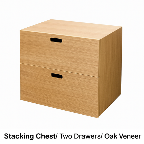 MUJI Stackable Wood Chest 2 Drawers 14.6 x 14.6 x 11 in Oak Rectangular ...