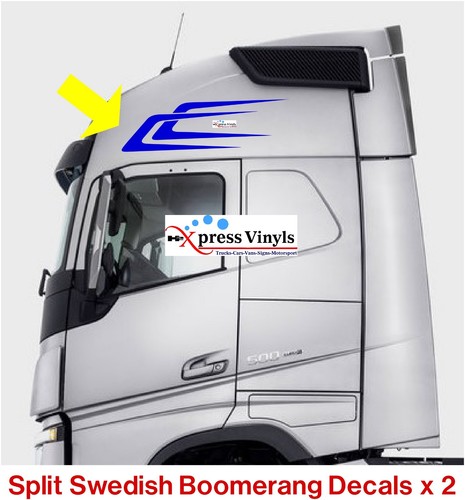 Volvo DAF Scania truck decals x 2. danish arrow style stickers ANY ...
