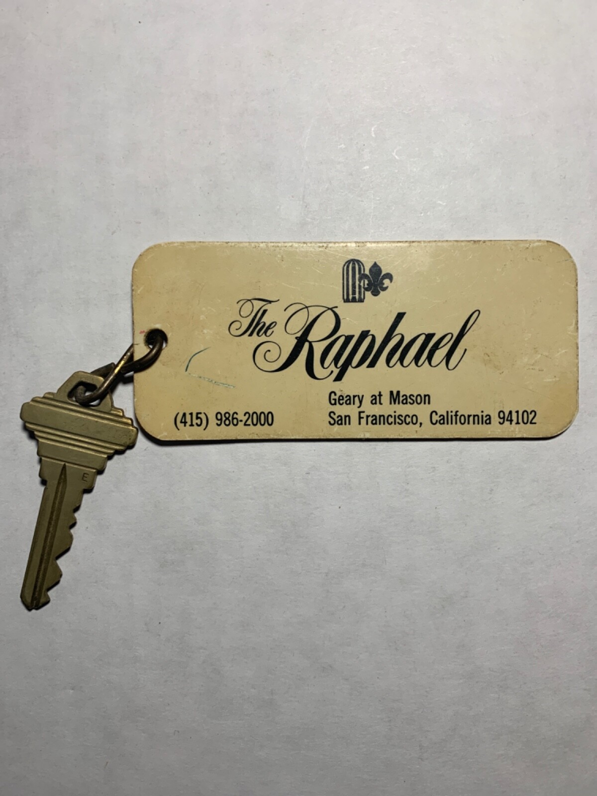 The Raphael Motel Hotel Room Key Fob with Key San Francisco California ...