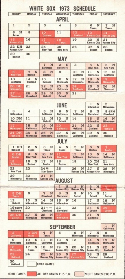 1973 CHICAGO WHITE SOX POCKET SCHEDULE EVENT & TICKET INFO WMAQ / WSNS ...