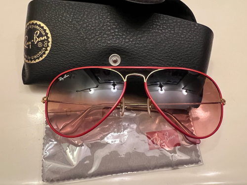 Ray Ban Red / Gold Frame Brown Lens Aviator Sunglasses 58mm | eBay