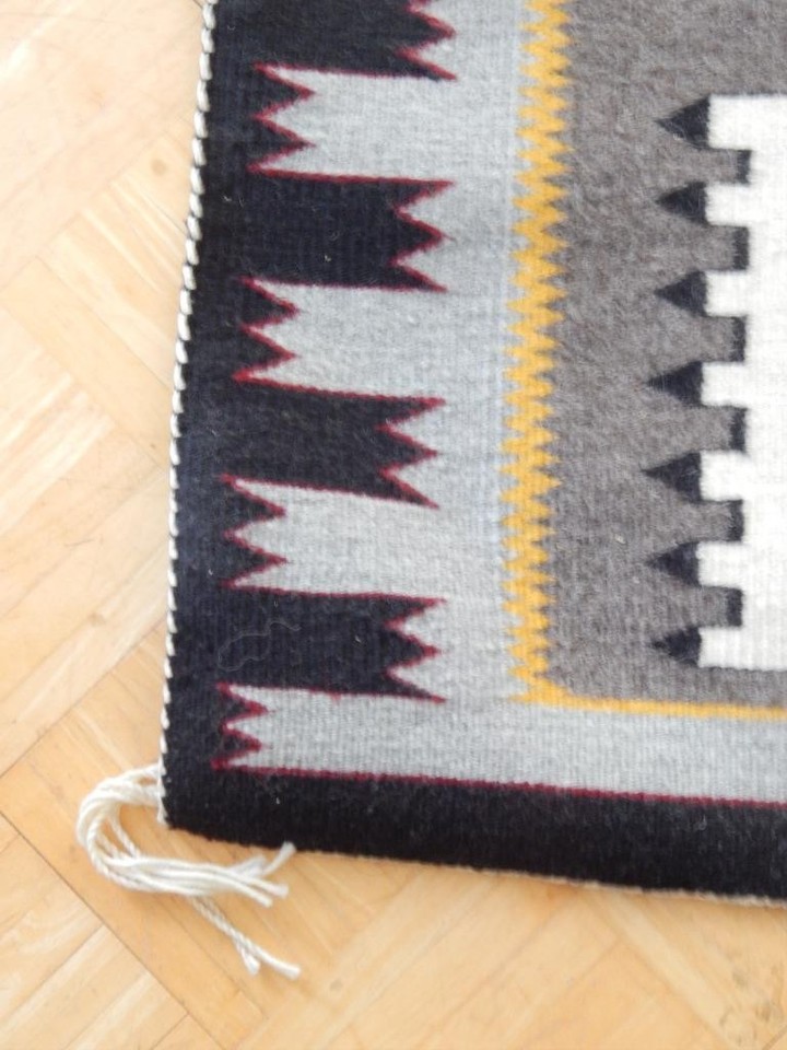 GIANT MINT 52 X 121 " VINTAGE NAVAJO INDIAN STORM PATTERN RUG - FINE ...