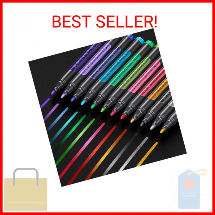 24 Metallic Acrylic Paint Markers - Medium Point Paint Pens for Rock ...
