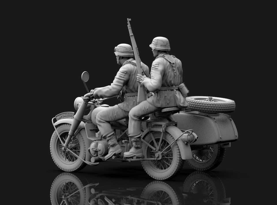 German Motorcycle Crew BMW R75 WW2 1:35 Resin 3D Printed Figures | eBay