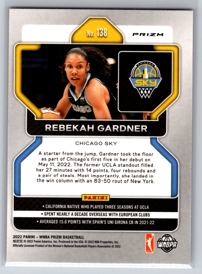 Rebekah Gardner 2022 Panini Prizm WNBA Rookie Ruby Wave Prizm #138 ...