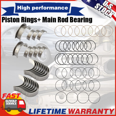PISTON RINGS + MAIN & RODS BEARING FOR 99-16 CHEVY GM LS Gen III IV 4 ...