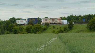 Photo 6x4 Field by the motorway Doe Lea The path from Heath village ...