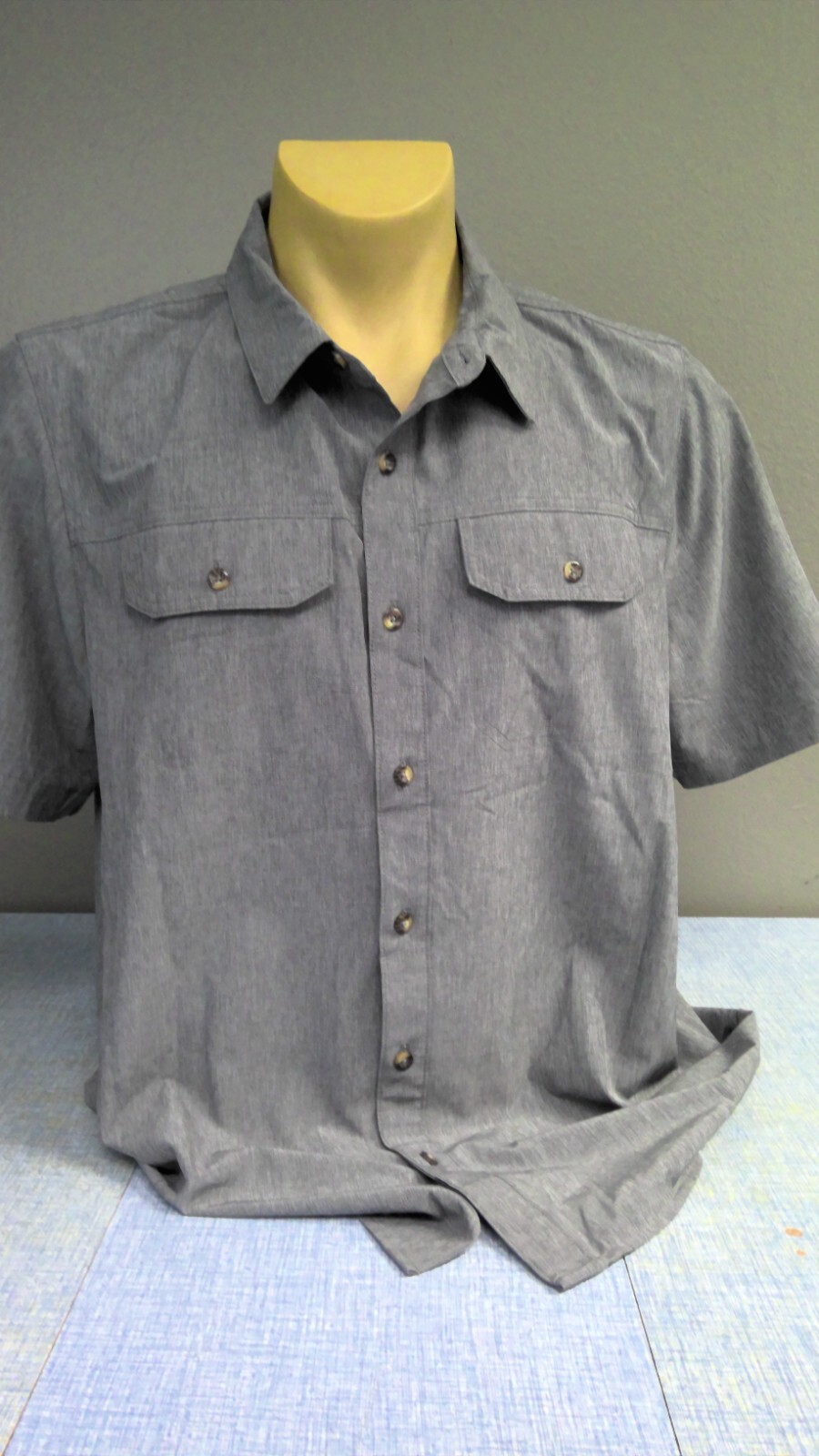 Gerry Button Up Short Sleeve Shirt Polyester Grey Men's XL | eBay
