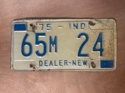 1975 Indiana License Plate Dealer # 65M 24 | eBay