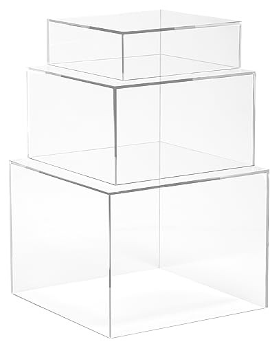 Set of 3 Clear Acrylic Cube Display Nesting Risers with Hollow Bottoms ...