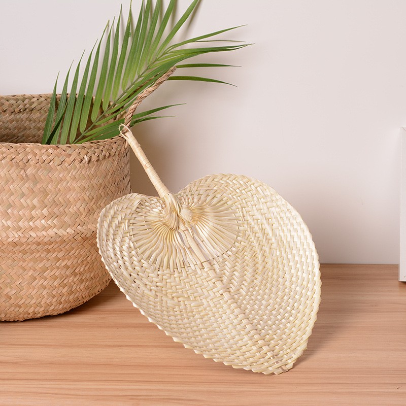Mosquito Repellent Hand Fan Handmade Heart Shaped Bamboo Woven Fan ...