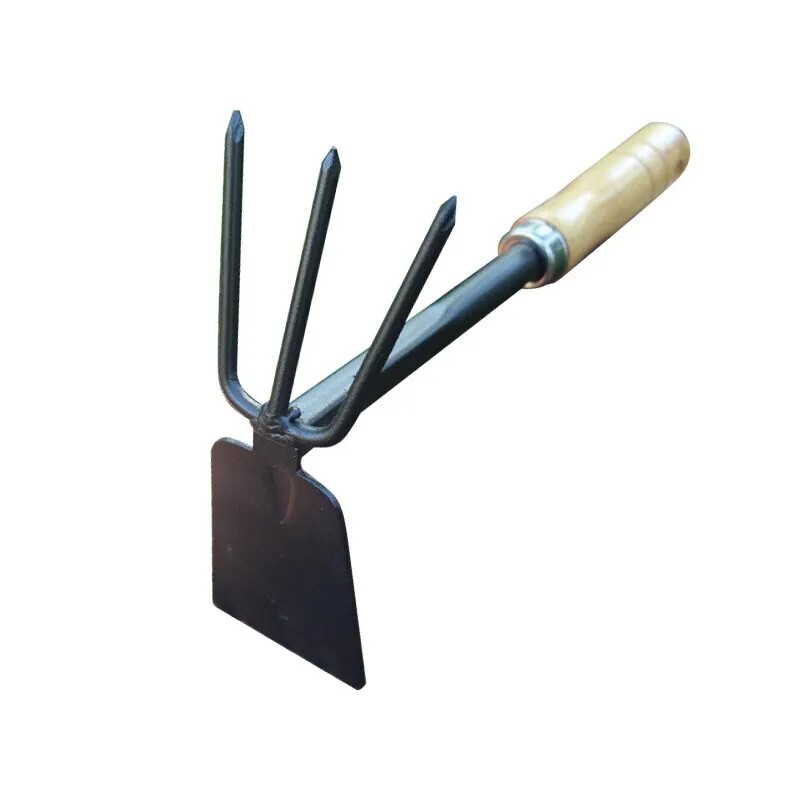 Hand Small Hoe Rake Three 3 Prong Garden Tool Gardening Soil Cultivator ...