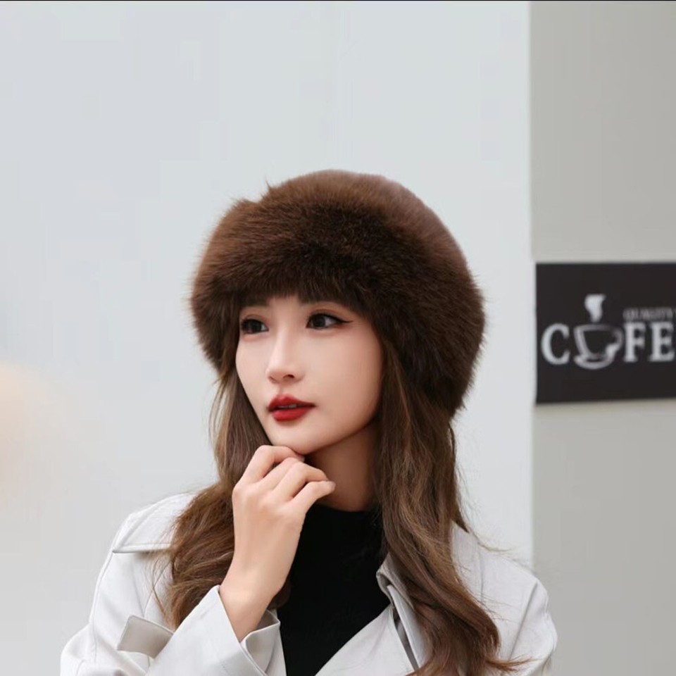Womens Russian Fluffy Faux Fur Hat Ladies Winter Fisherman Ski Cap Warm ...