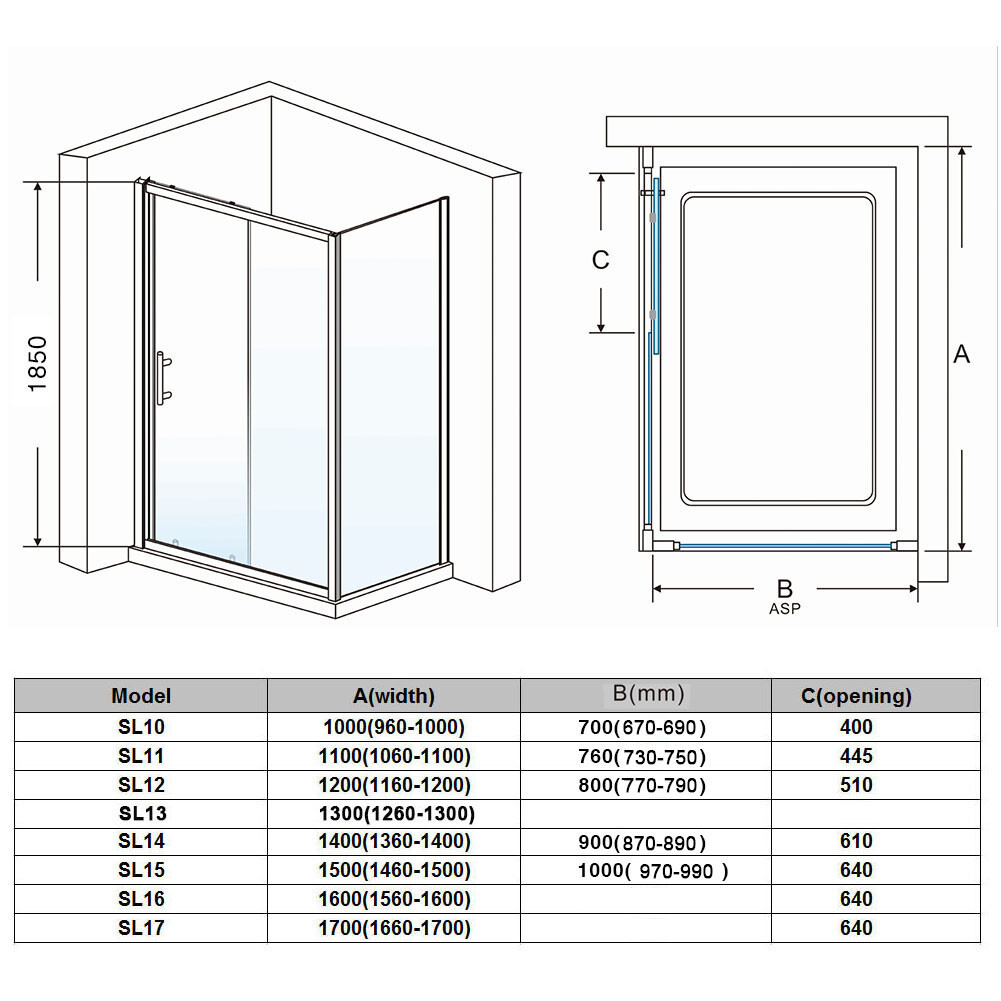 Sliding Shower Door Cubicle Enclosure and Tray Side Panel Riser Kit ...