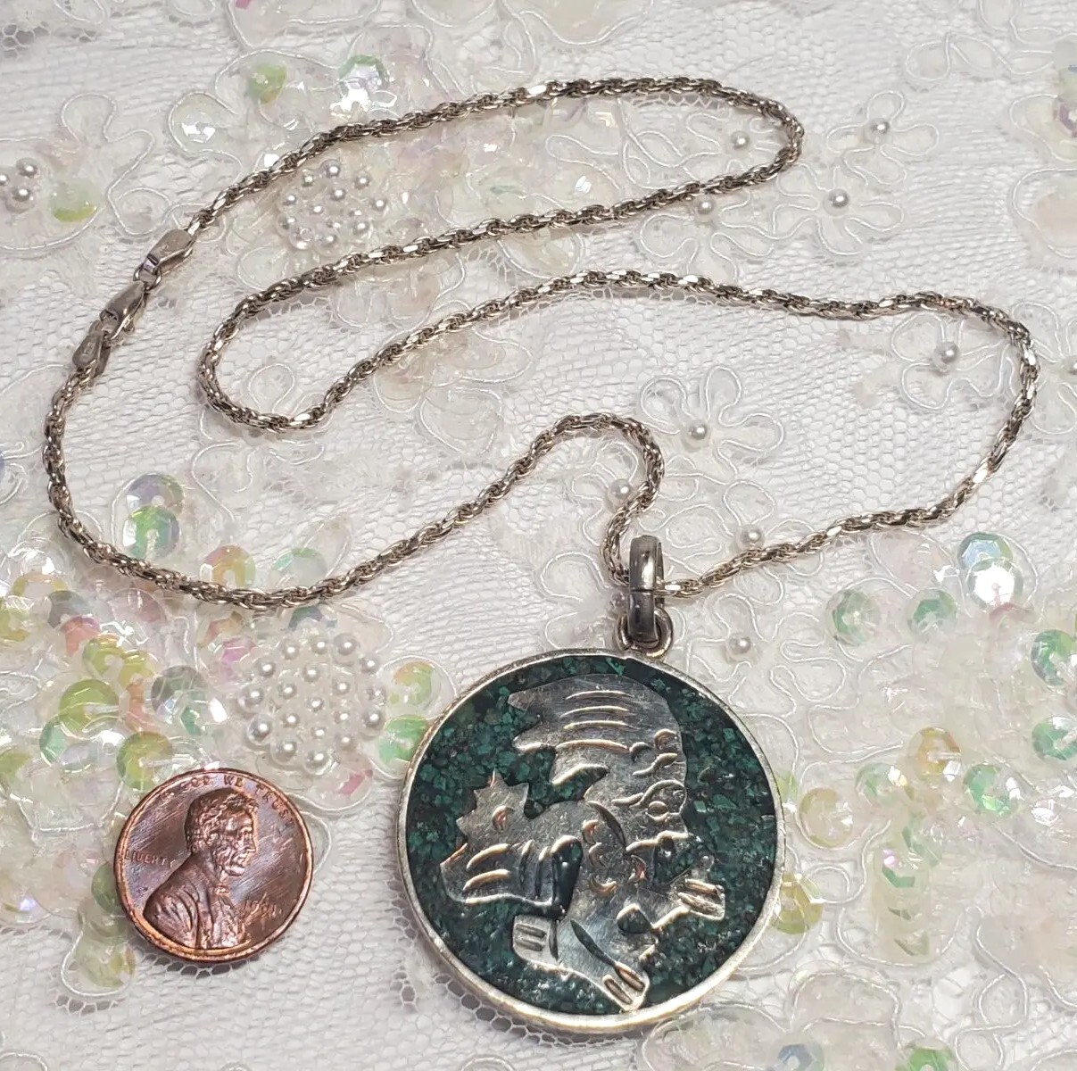 Sterling Silver Aztec Mayan Pyramid Warrior Pendant N… - Gem