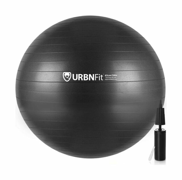 URBNFit 45cm Exercise Ball with Workout Guide and Quick Pump - Black ...
