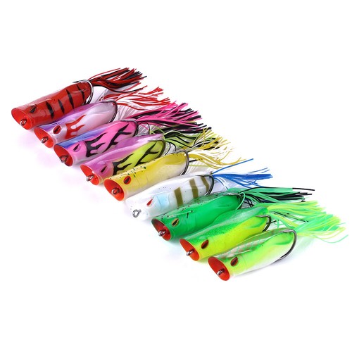 10PCS 7cm/14g Popper Frog Topwater Fishing Lures Snake Bait Bass Soft ...