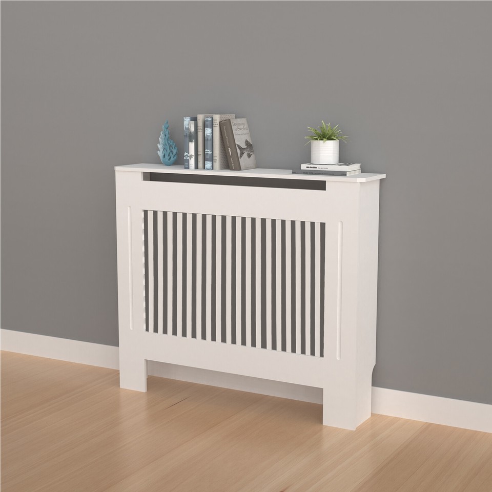 91/100cm Internal Radiator Cover MDF Modern Cabinet Slatted High ...