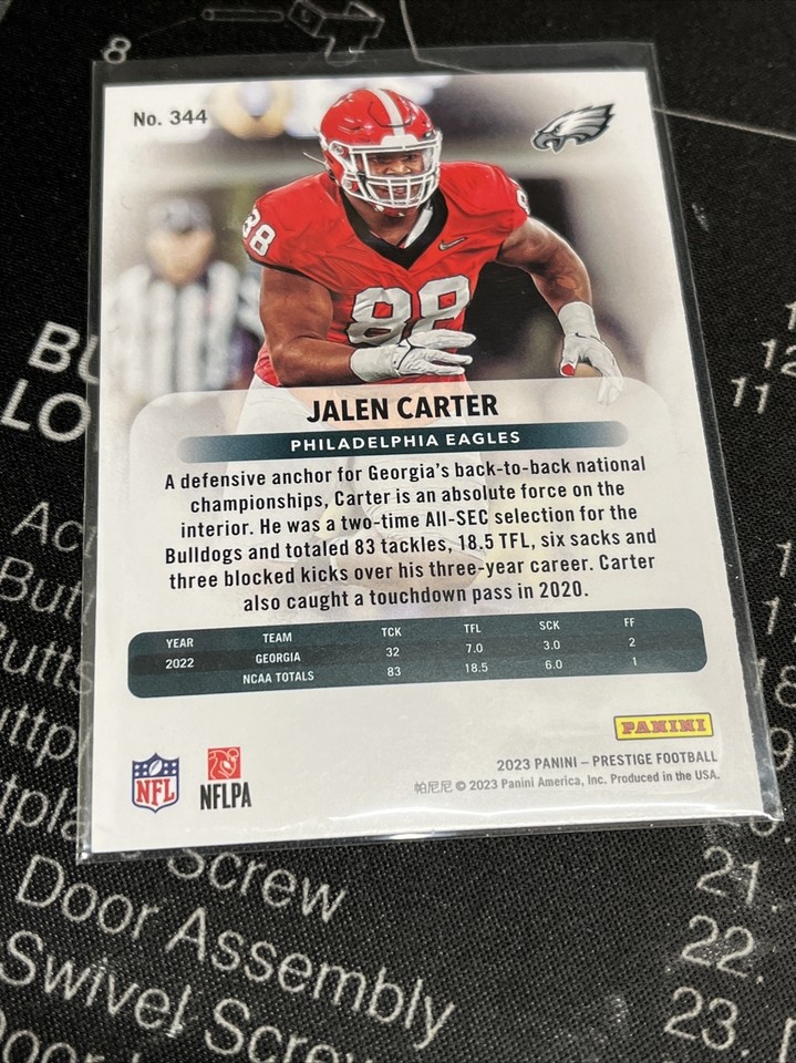 2023 Panini Prestige Jalen Carter #344 FOOTBALL Rookie Philadelphia ...